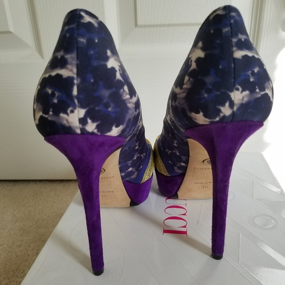 Emilio Pucci | Shoes | Emilio Pucci Satin Muschio Suede Violet Heels ...
